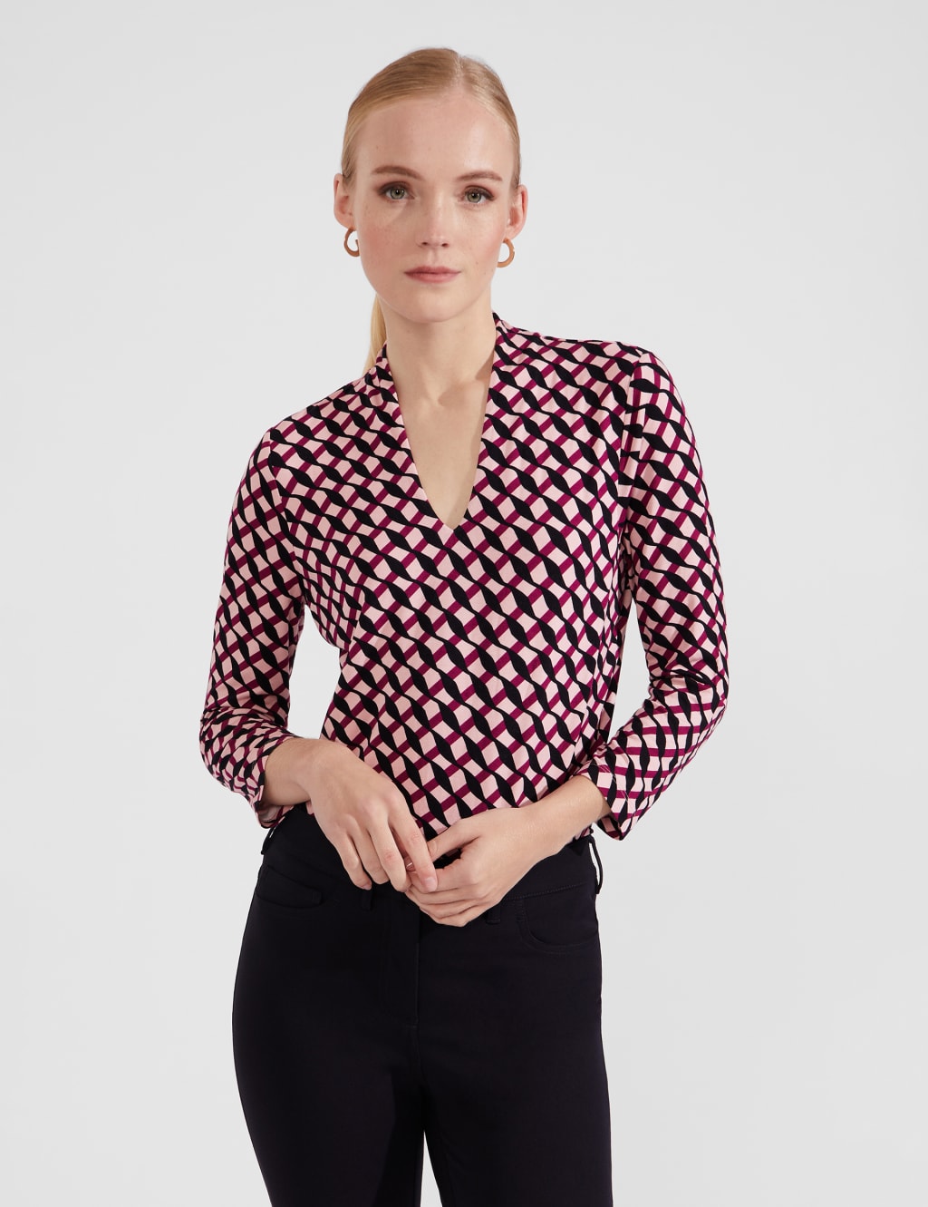 Jersey Geometric V-Neck Top | HOBBS | M&S