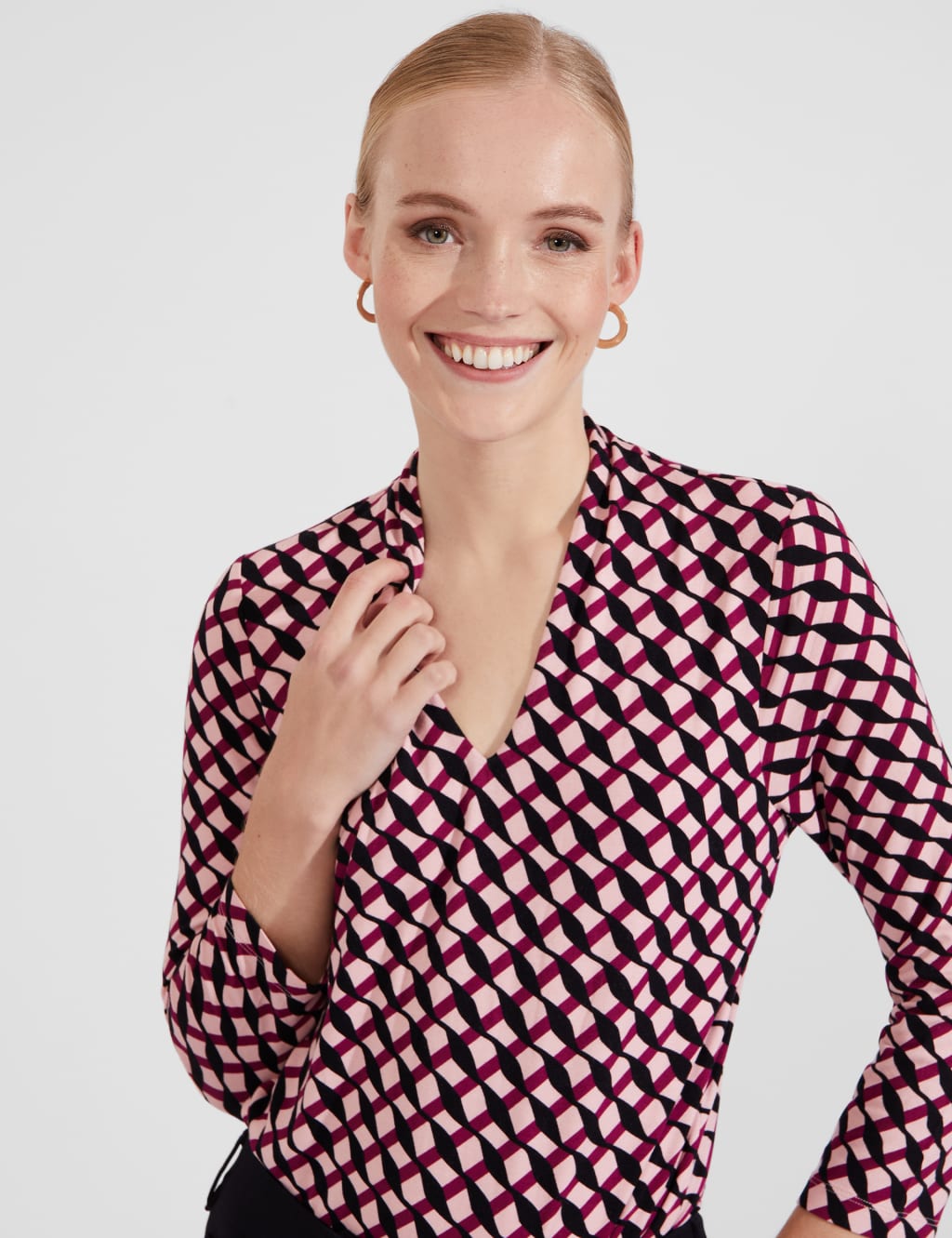 Jersey Geometric V-Neck Top | HOBBS | M&S