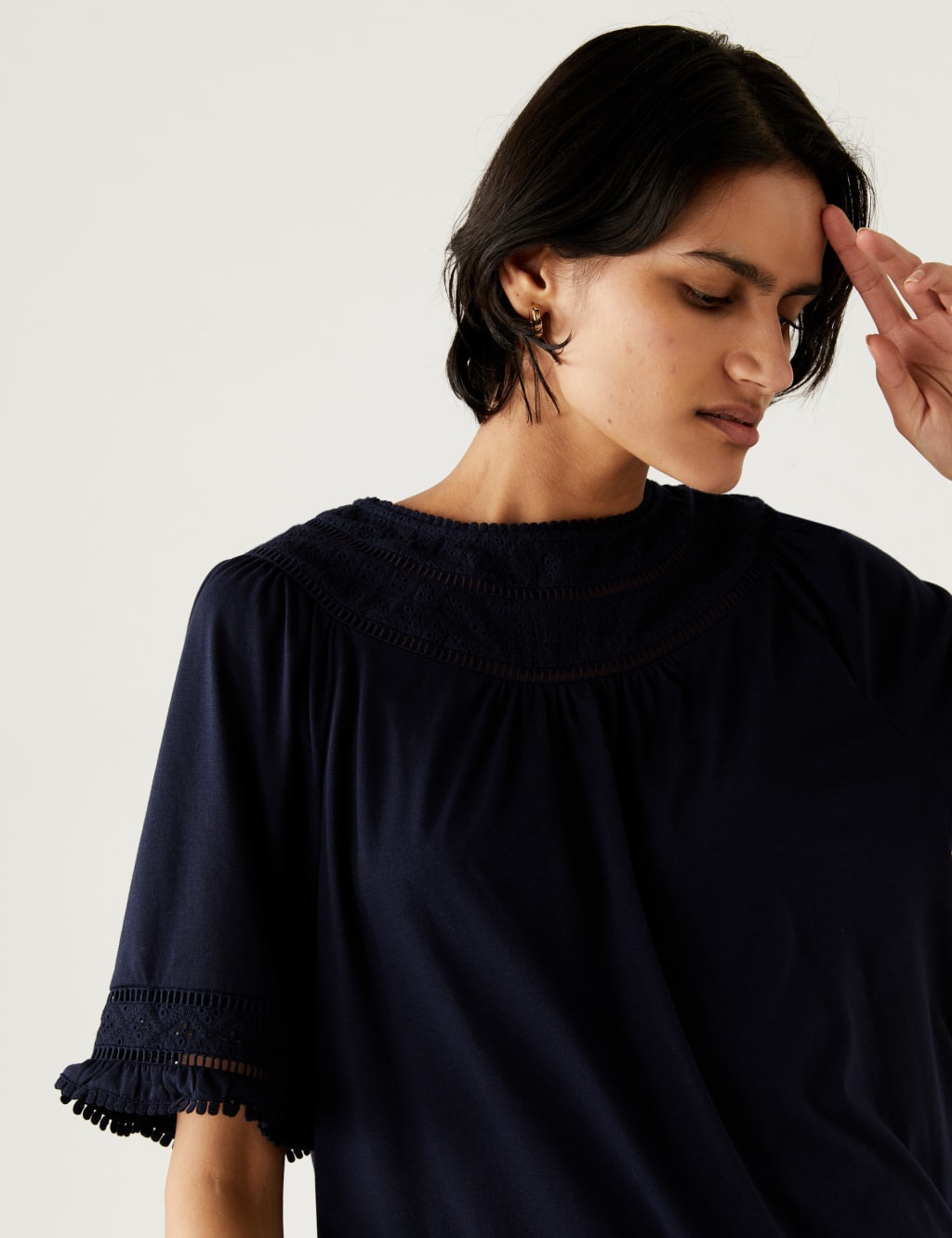 Jersey Lace Insert Top | M&S Collection | M&S