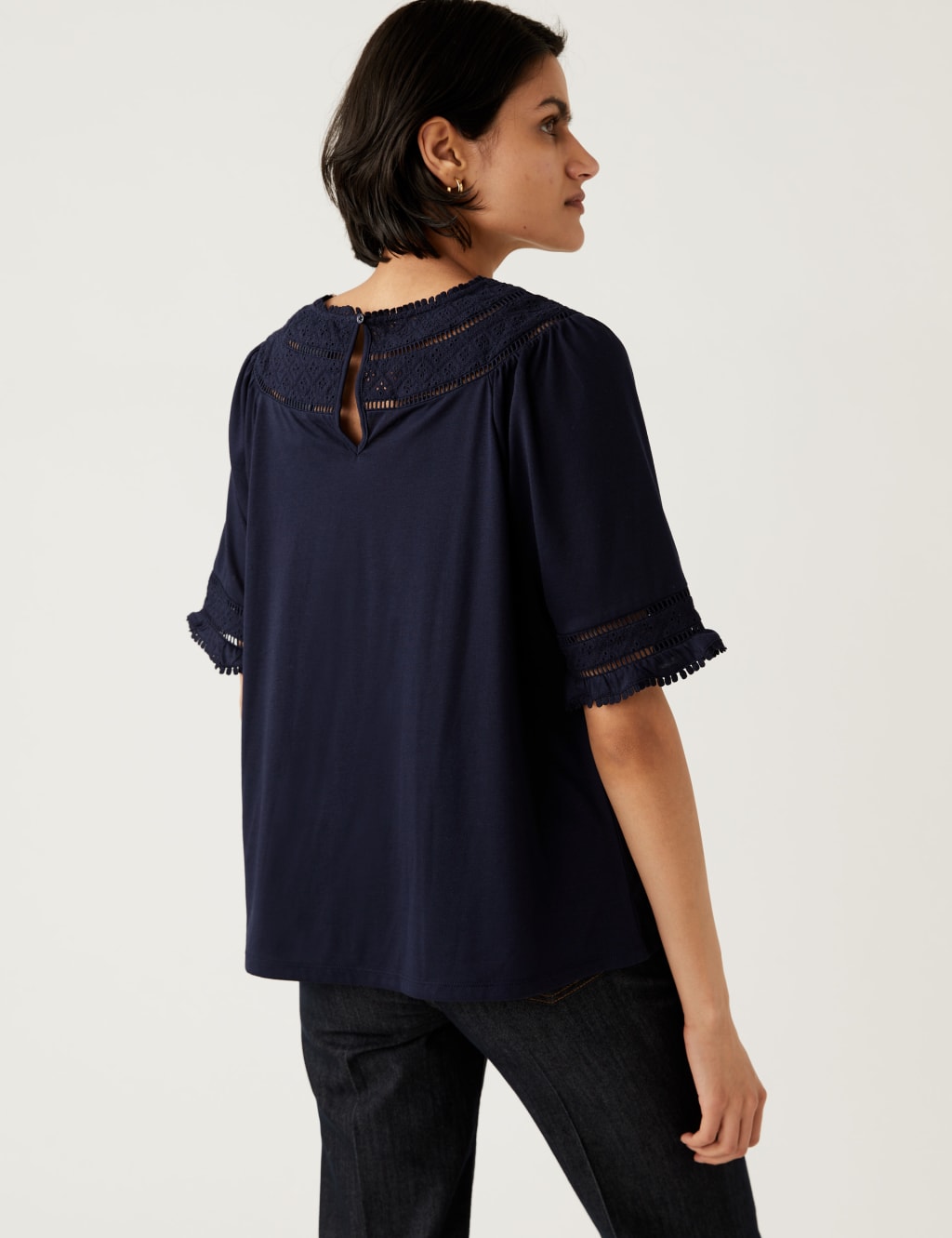 Jersey Lace Insert Top | M&S Collection | M&S