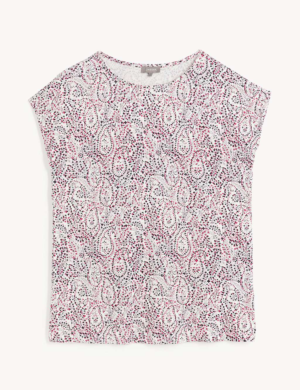 Jersey Printed Crew Neck Short Sleeve Top | JAEGER | M&S