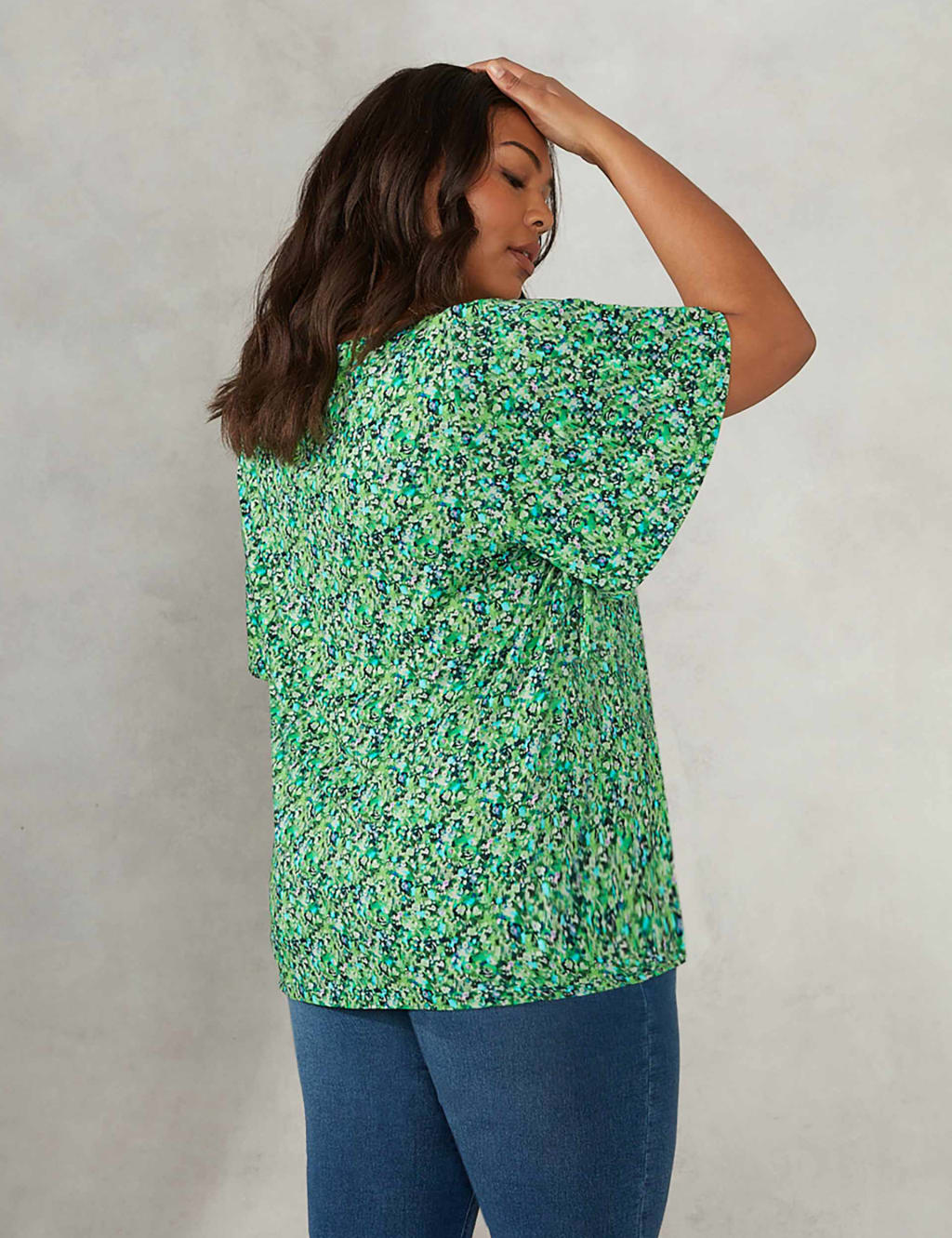 Jersey Printed Relaxed Angel Sleeve Top | Live Unlimited London | M&S