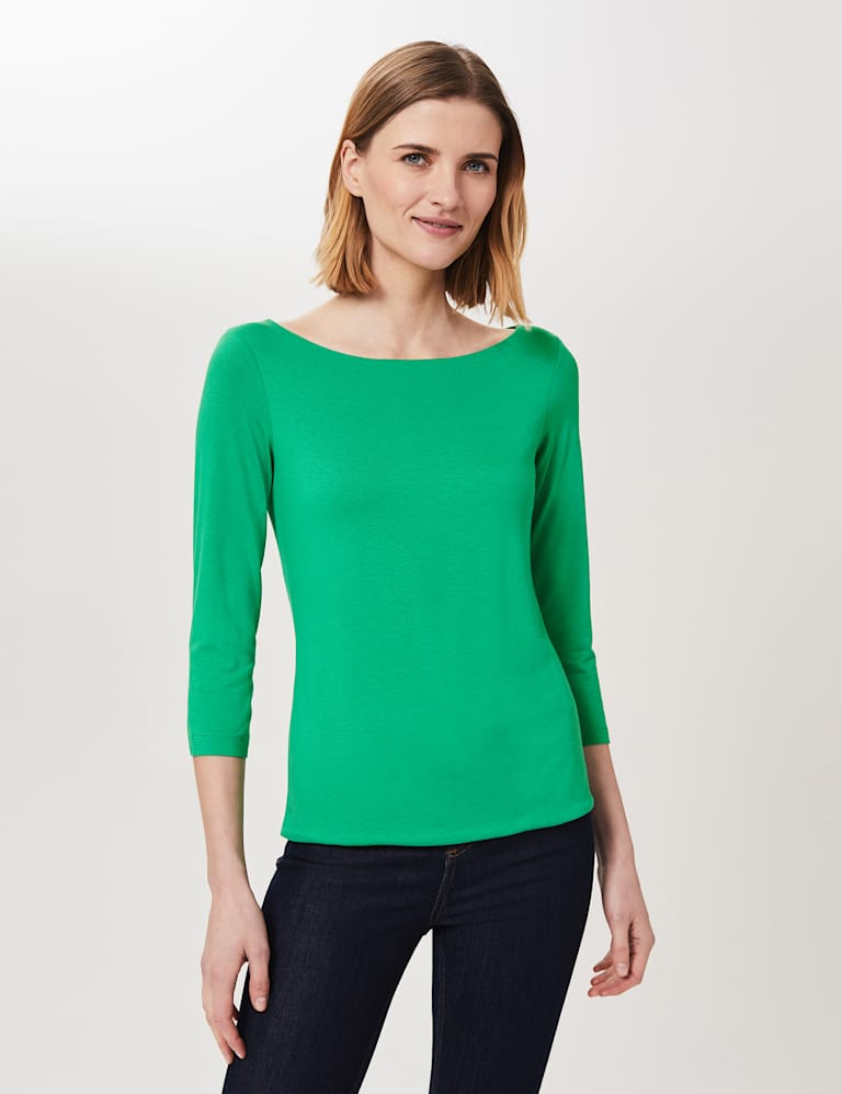 Jersey Slash Neck 3 4 Sleeve Top Hobbs Mands