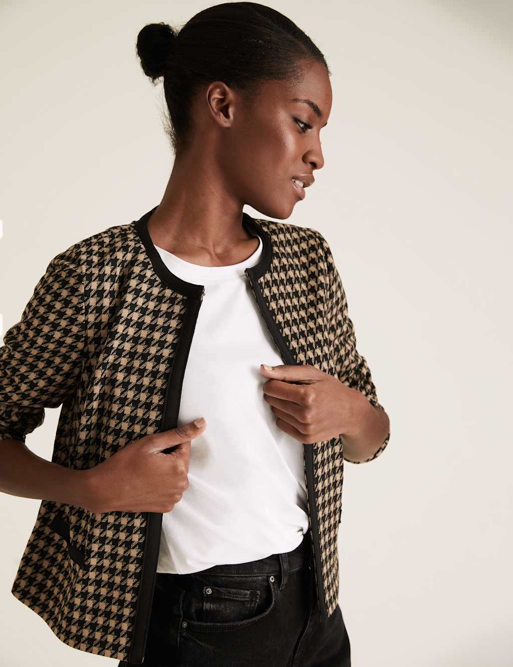 Jersey Slim Dogtooth Jacket | M&S Collection | M&S