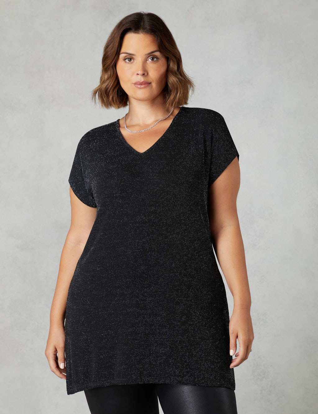 Jersey Sparkly V-Neck Tunic | Live Unlimited London | M&S
