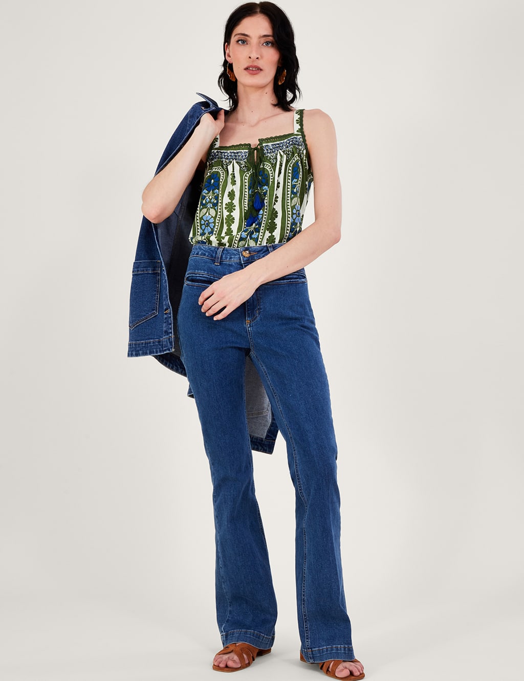 Lace Detail Floral Square Neck Cami Top | Monsoon | M&S