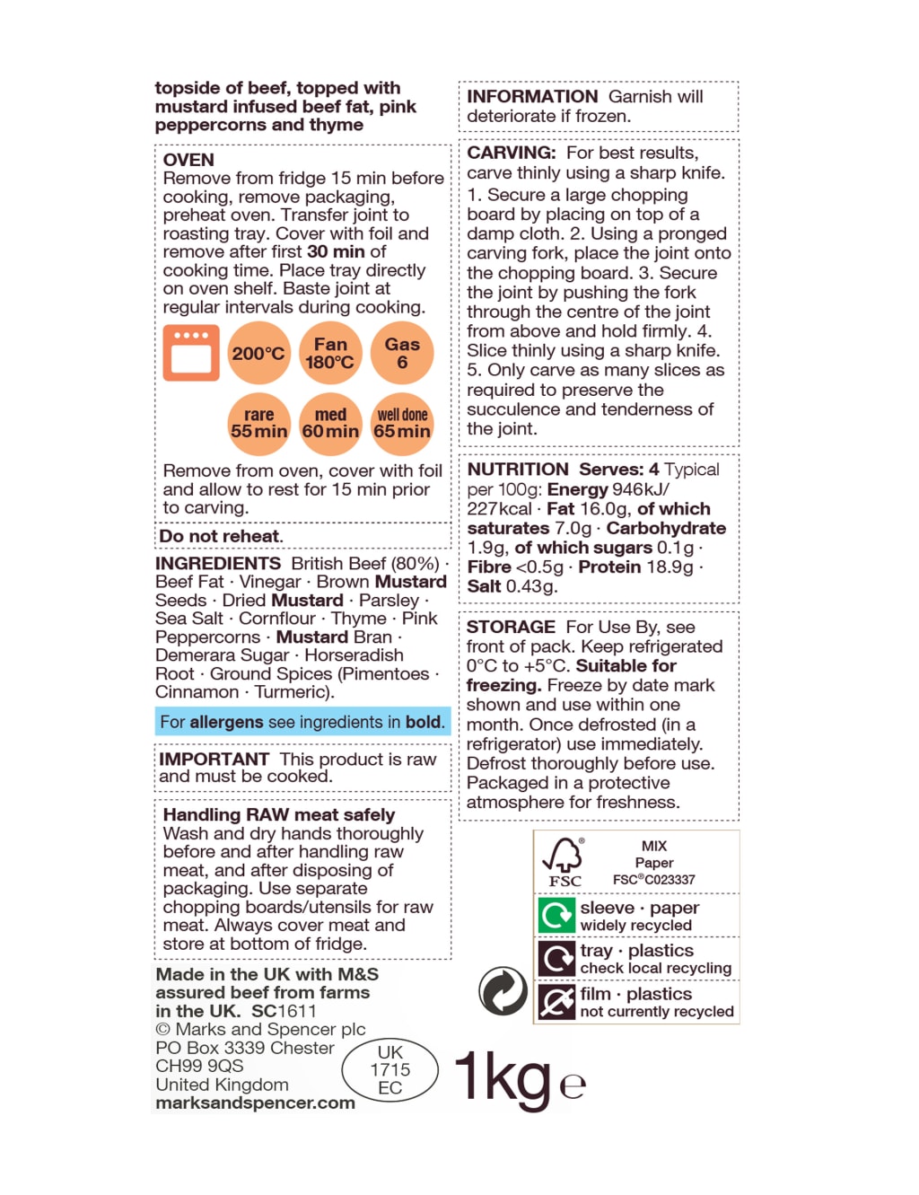 Large Topside of Aberdeen Angus Beef with Basting Fat | M&S