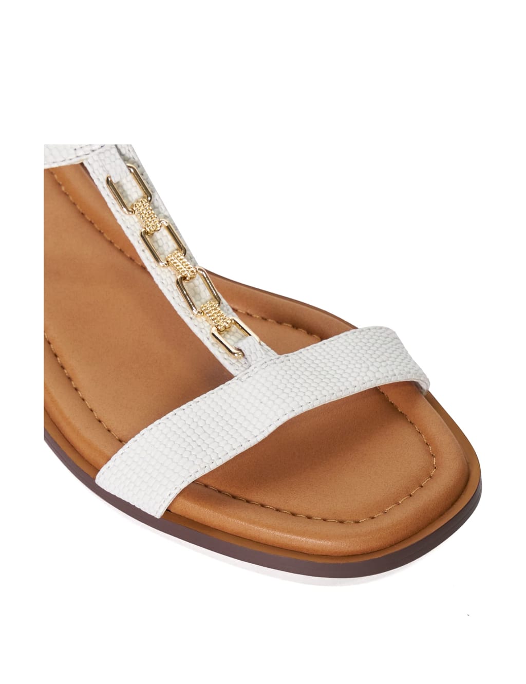 Leather Chain Detail T Bar Flat Sandals | Dune London | M&S