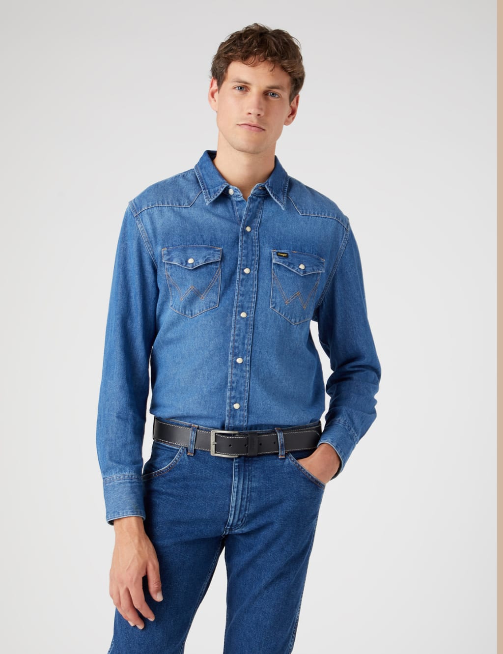 Leather Stitch Detail Belt | Wrangler | M&S