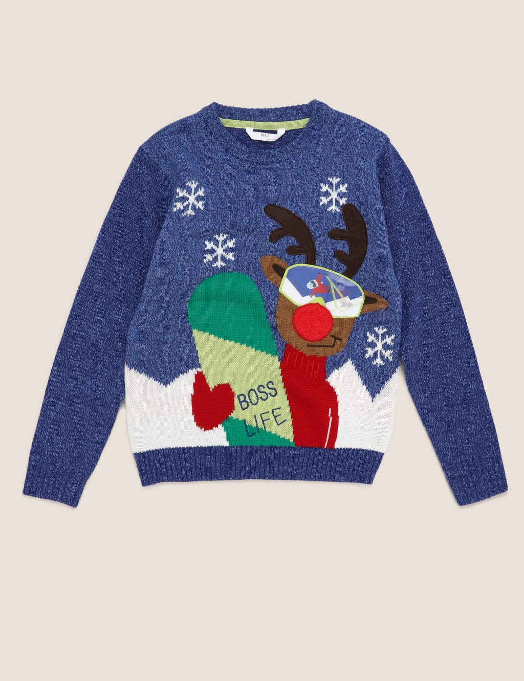 Lenticular Reindeer Christmas Jumper (6-16 Yrs) | M&S