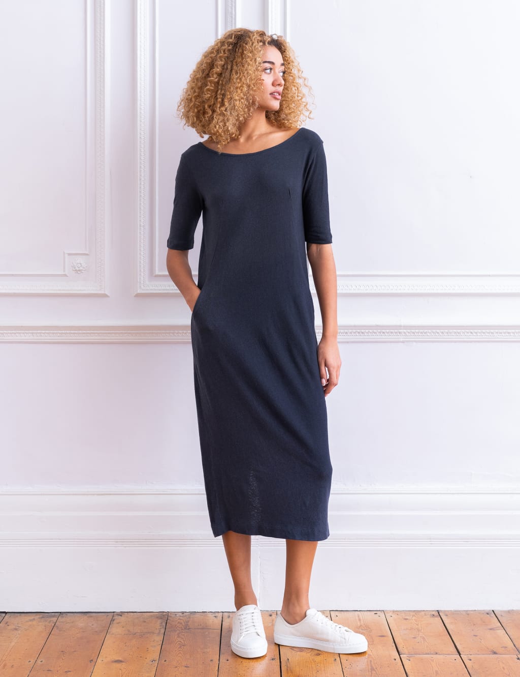 Linen Blend Midi Shift Dress | Celtic & Co. | M&S