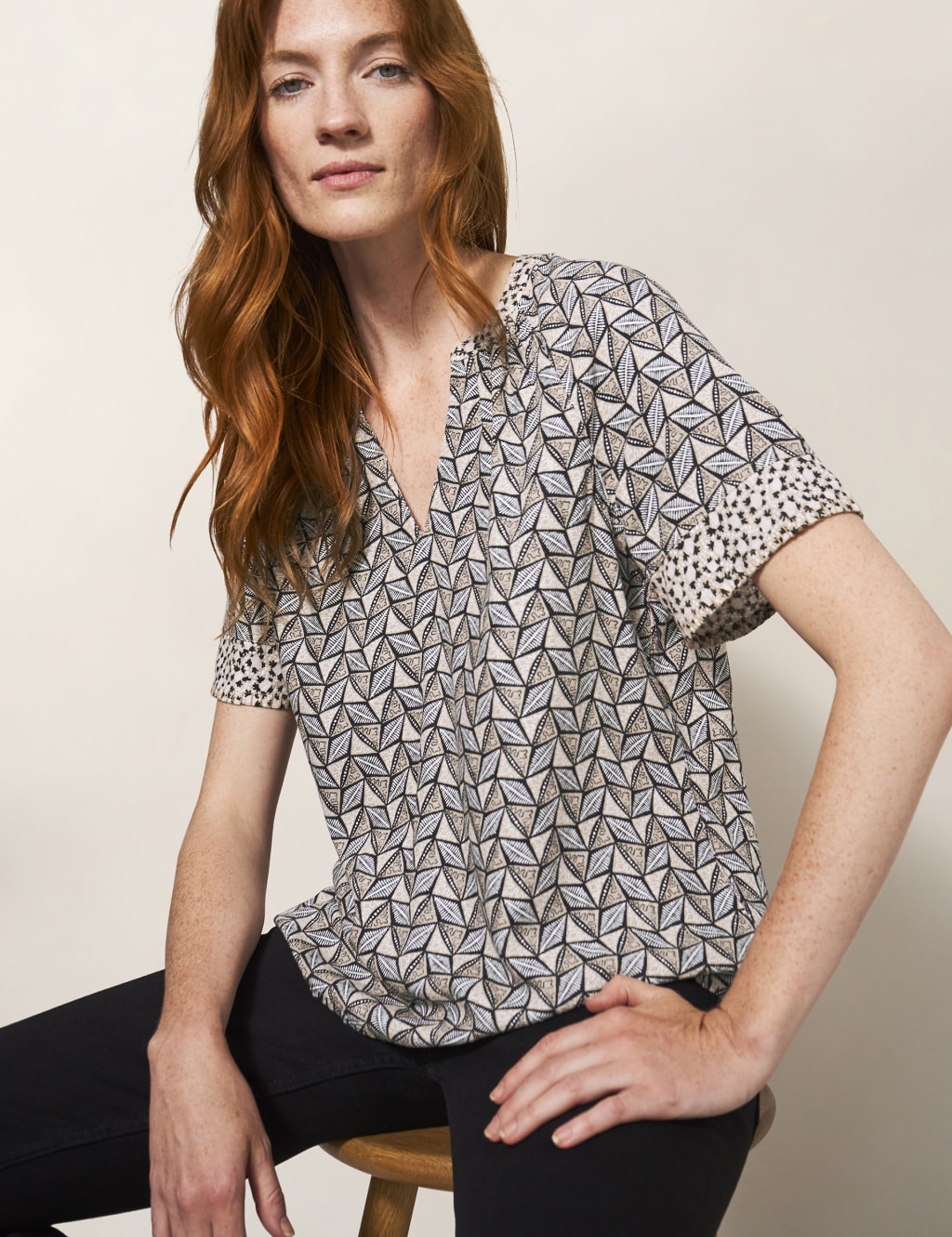 Linen Blend Printed Top | White Stuff | M&S