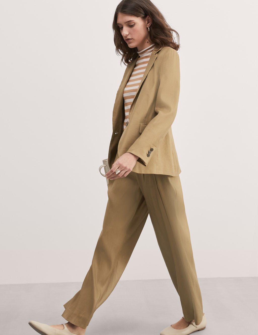 Linen Blend Single Breasted Blazer | JAEGER | M&S