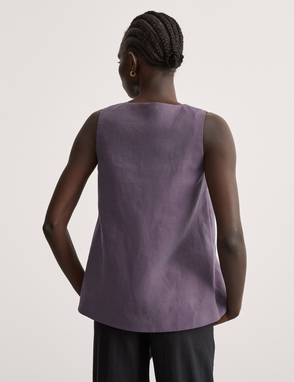 Linen Rich V-Neck Pleat Detail Shell Top | JAEGER | M&S