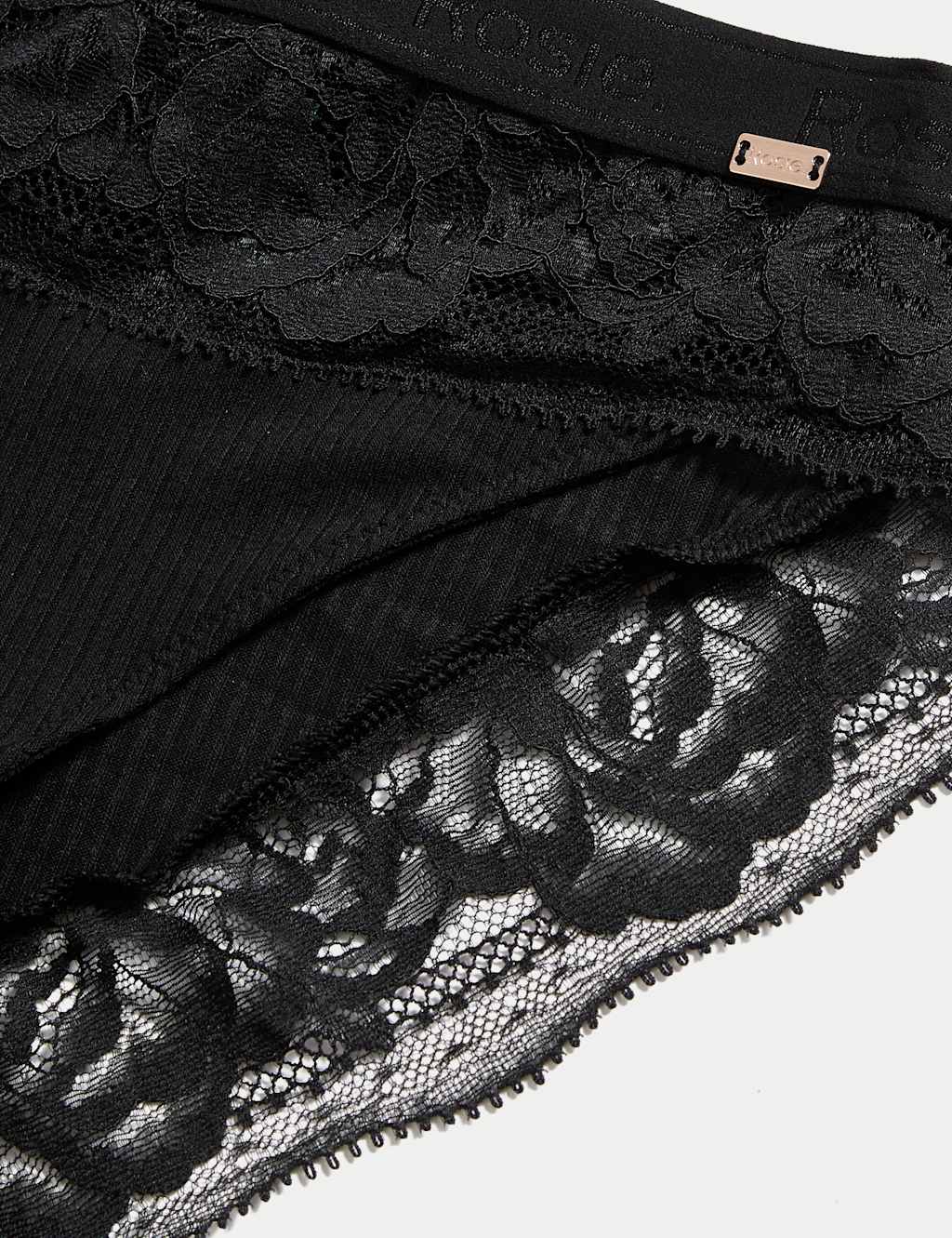 Lounge Rib & Lace High Leg Knickers | Rosie | M&S