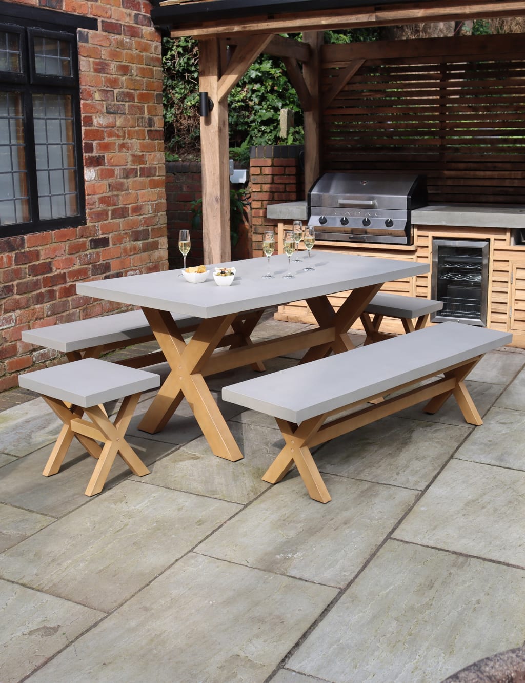 Luna Garden Dining Table & Bench Set | Royalcraft | M&S