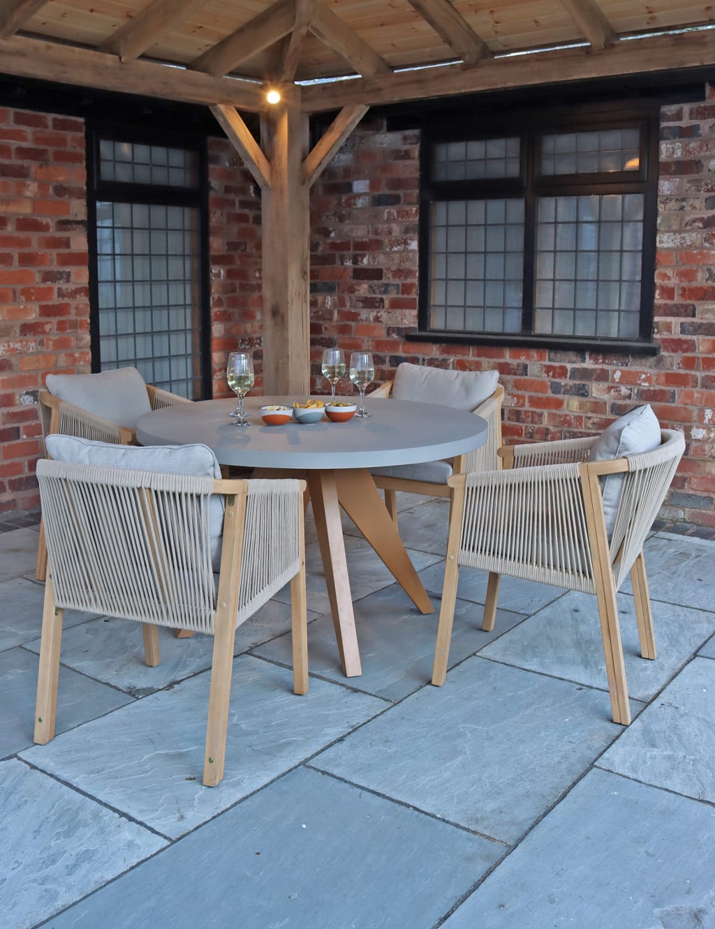 Luna Round Concrete Table & 4 Roma Chairs | Royalcraft | M&S