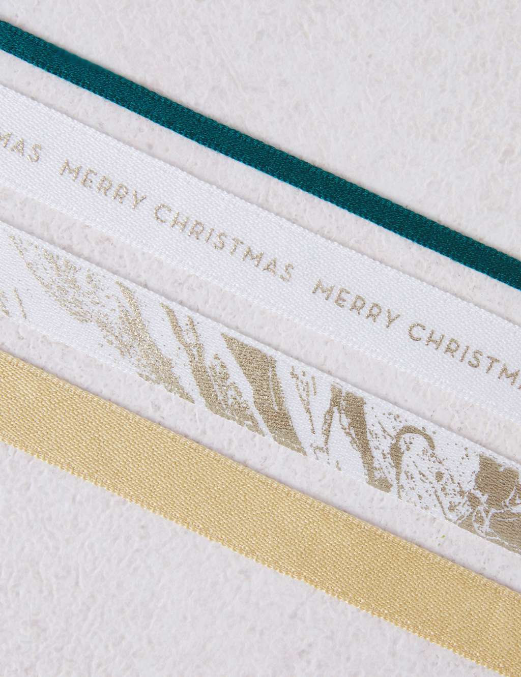 Luxury Christmas Ribbon Set - Pack of 4 in Green, White & Gold | M&S