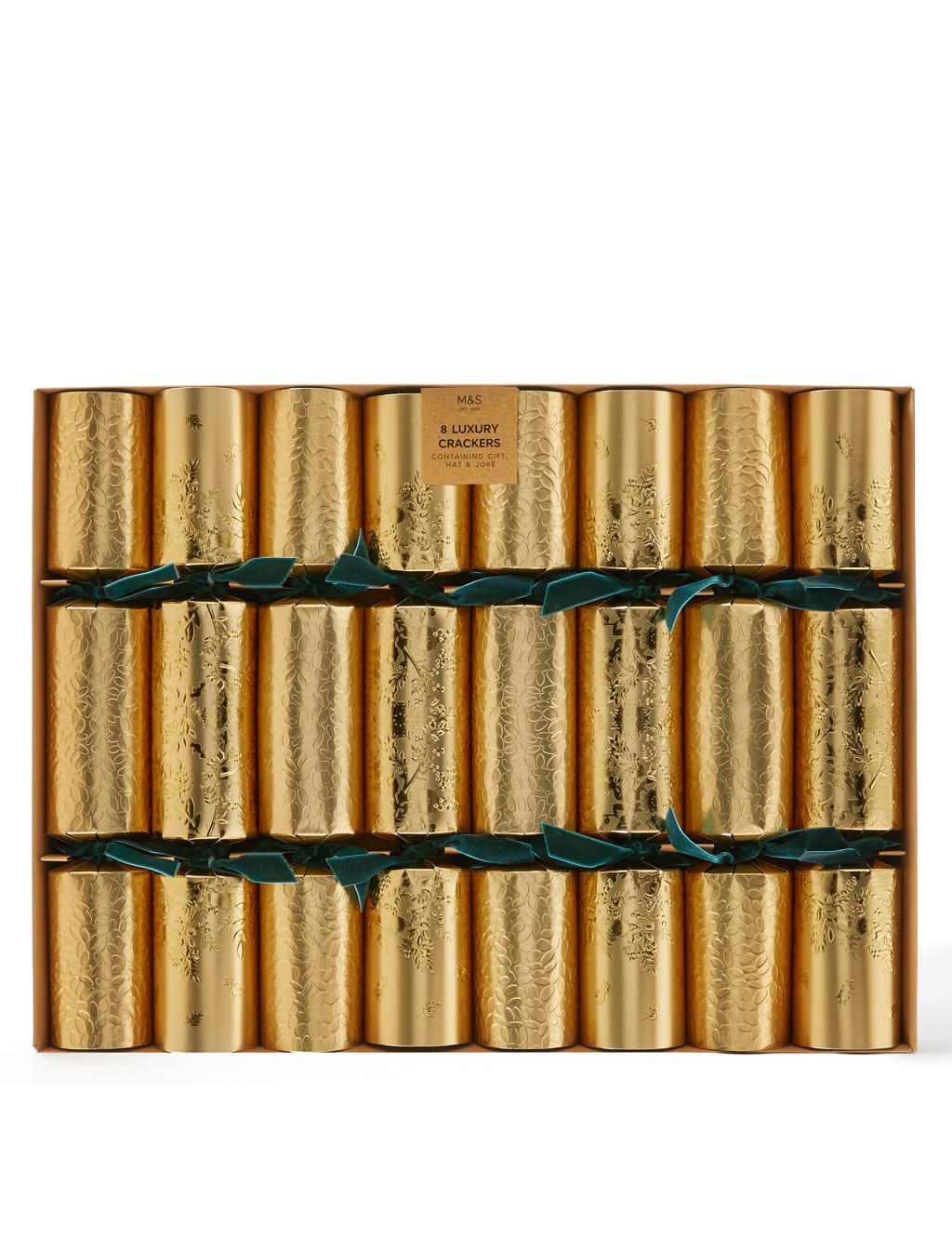 Luxury Gold & Green Christmas Crackers - 8 Pack | M&S