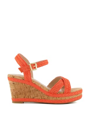 Woven Crossover Ankle Strap Wedge Sandals | Dune London | M&S