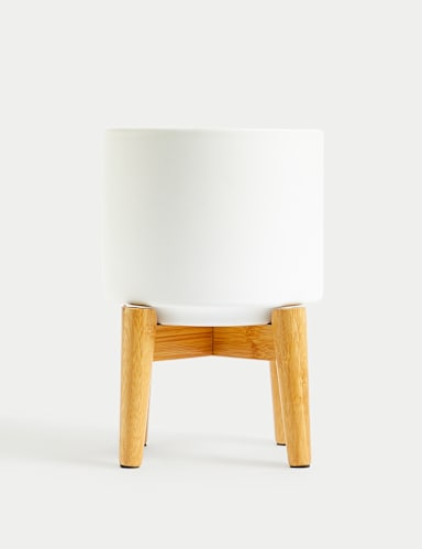 Medium Ceramic Planter with Stand | M&S Collection | M&S