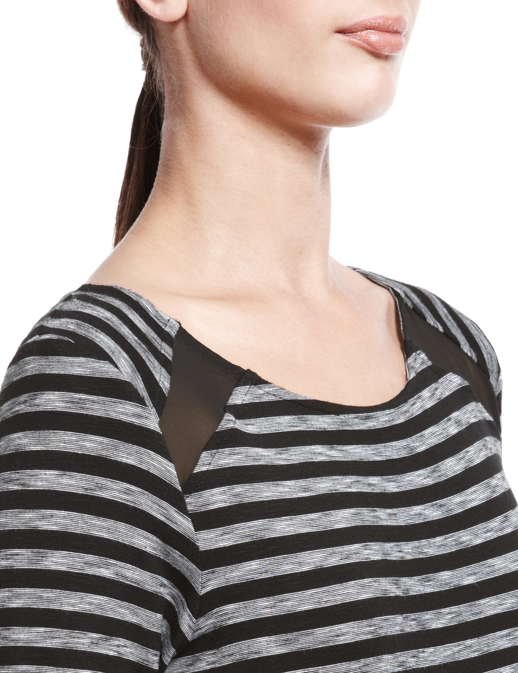 Mesh Insert Striped Top Autograph Mands