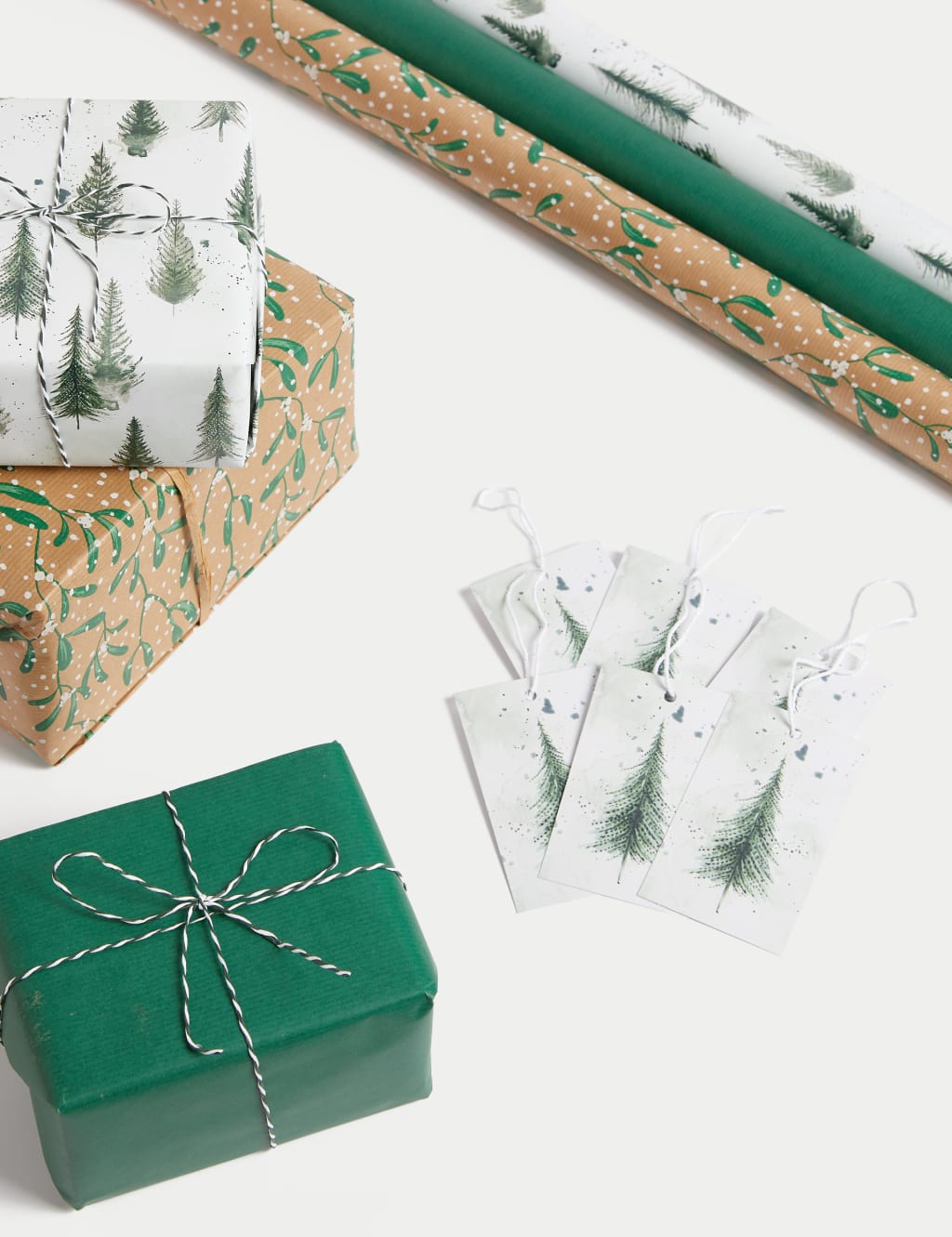 Mistletoe & Tree 6M Christmas Gift Wrap & Accessories Pack | M&S