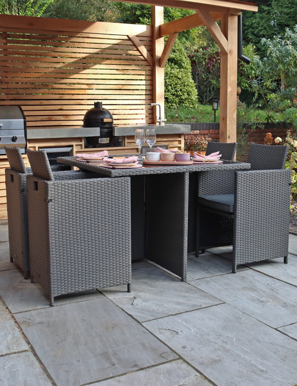 Nevada 4 Seater Rattan Garden Cube Dining Set | Royalcraft | M&S