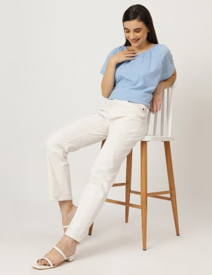 Pure Cotton Embroidered Round Neck Top