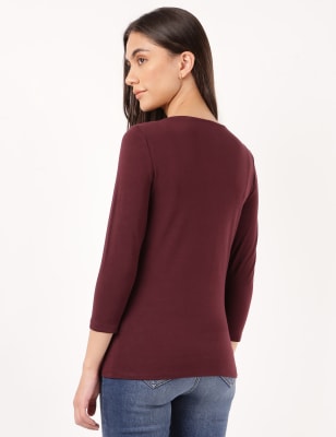 Cotton Plain Boat Neck Top