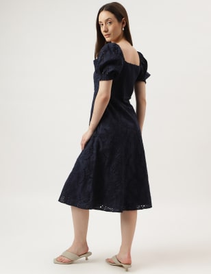 Cutwork Off Shoulder Dress With Slit