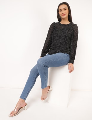 Printed Round Neck Blouse