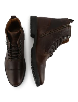 Pure Leather Textured Ankle Boots