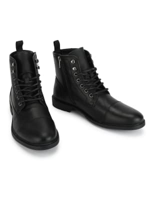 Pure Leather Textured Ankle Boots