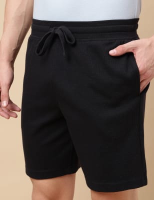 Cotton Blend Textured Shorts