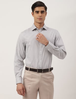 Pure Cotton Striped Spread Collar Shirt