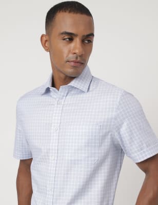 Pure Cotton Check Printed Half Sleeve Shirt