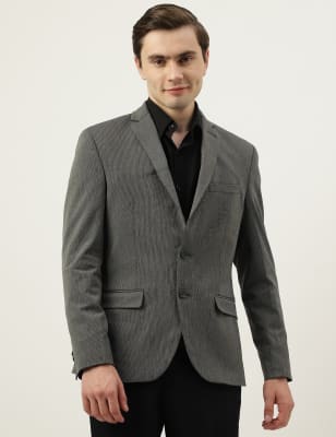 Slim Fit Plain Notched Lapel Collar Blazer
