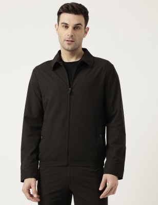 Slim Fit Striped Spread Collar Jacket