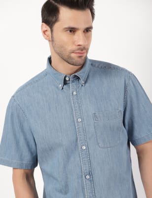 Pure Cotton Plain Button Down Shirt