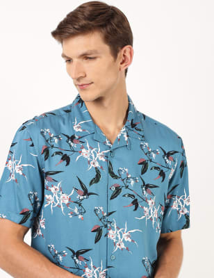 Viscose Floral Print Regular Collar Shirt