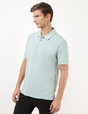 Pure Cotton Textured Polo Tshirt