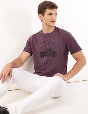 Pure Cotton Printed Crew Neck T-Shirt