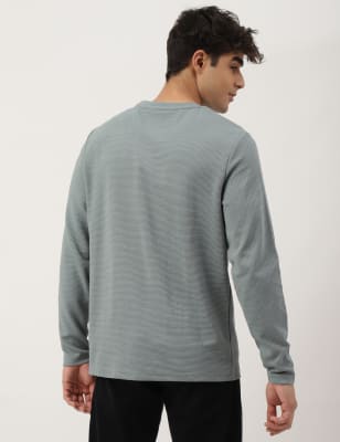 Cotton Mix Ribbed Crew Neck T-shirt
