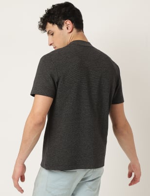 Cotton Mix Ribbed Crew Neck T-Shirt