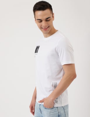 Pure Cotton Printed Crew Neck T-Shirt
