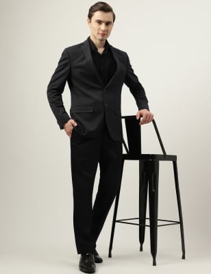 Slim Fit Plain Notched Lapel Collar Blazer