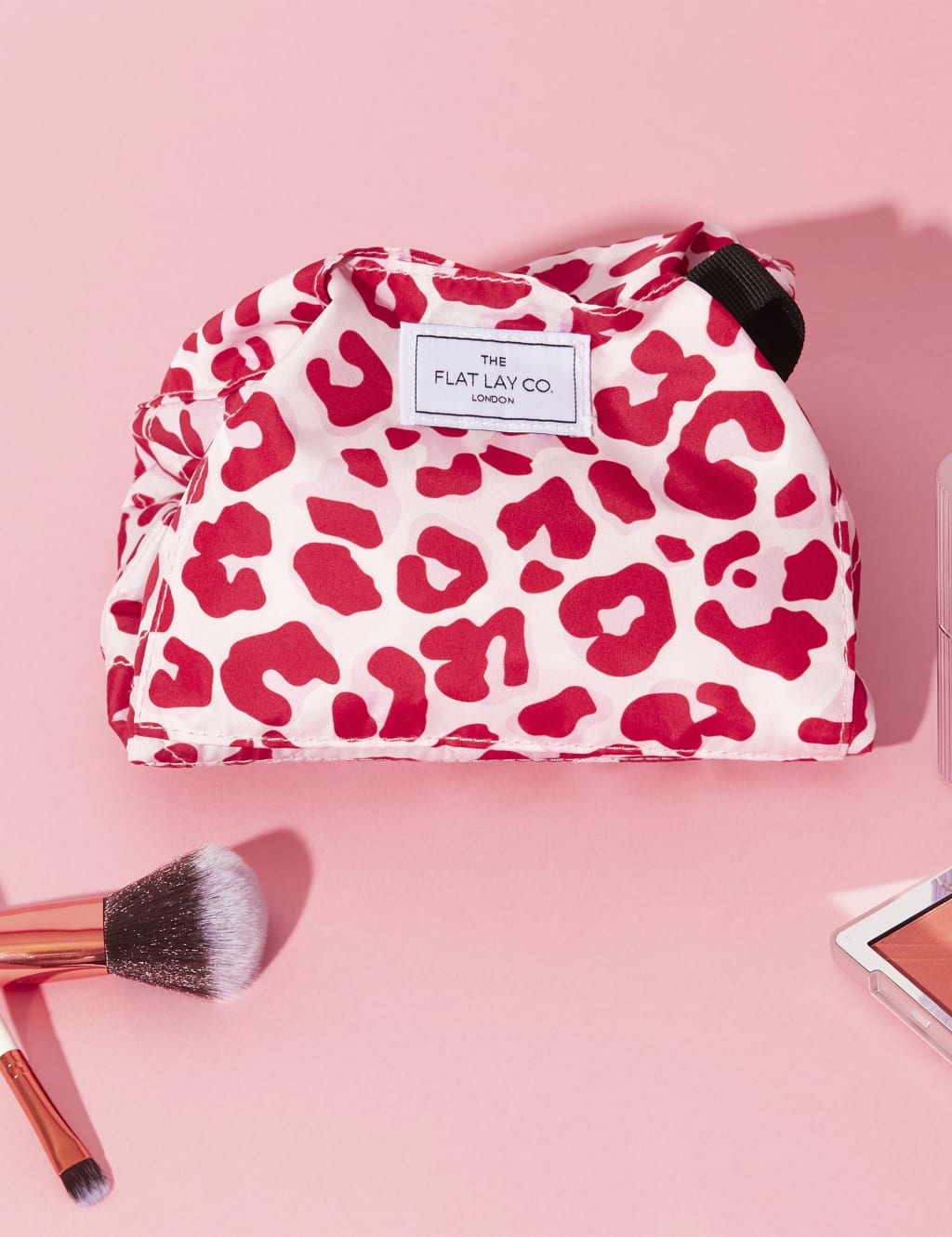 Open Flat Makeup Bag In Pink Leopard | The Flat Lay Co. | M&S