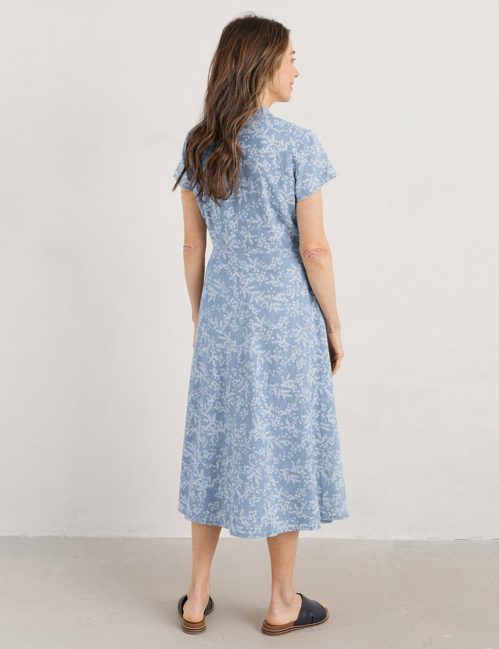 Organic Cotton Floral V Neck Midi Shirt Dress Seasalt Cornwall Mands