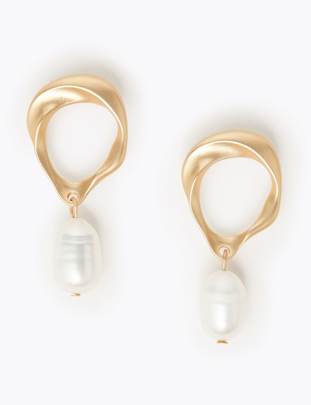 Oval Twist Pearl Drop Earrings | M&S Collection | M&S